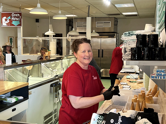 Fresh waffle cones standing at attention like delicious soldiers, each one waiting for its heroic mission to cradle the perfect scoop. 