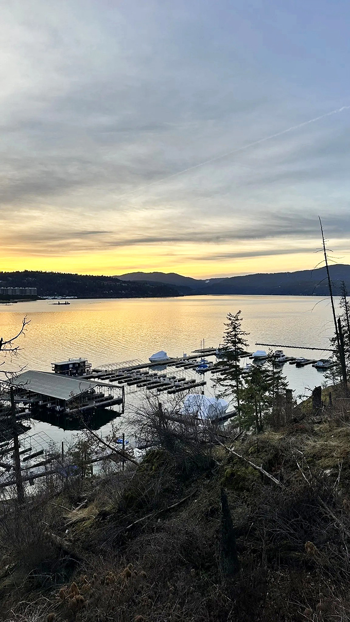 Sunset transforms the lake into liquid gold. This is the kind of view that makes you forget to check your phone for hours.