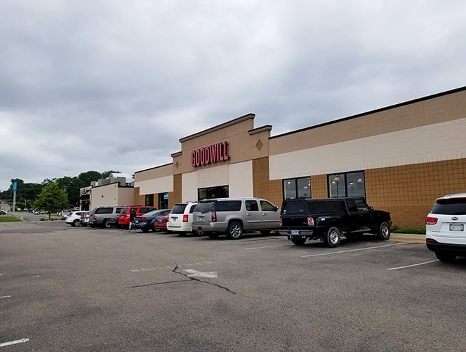 Goodwill's familiar signage promises consistent quality and surprising finds. The thrift chain that never disappoints!