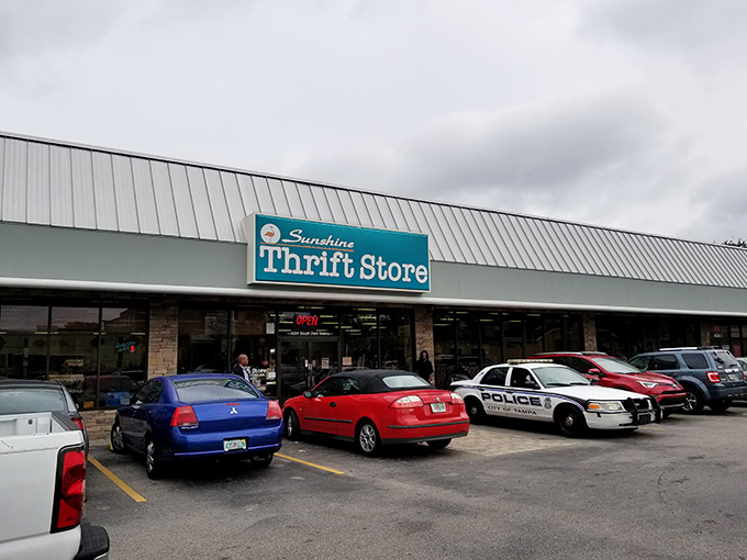 Stone accents and a welcoming entrance make this Tampa thrift store feel more upscale than its prices suggest.