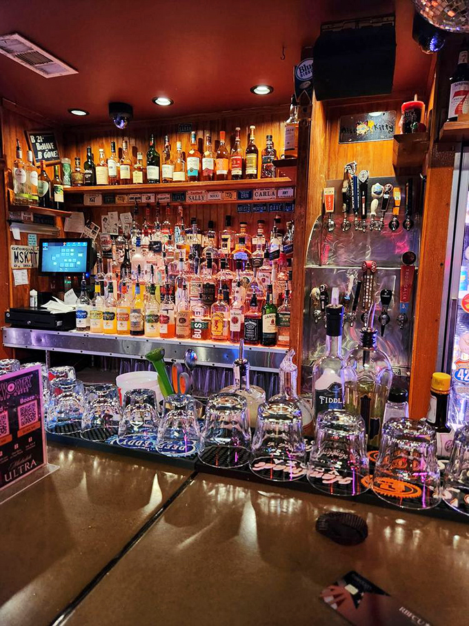 Libation station extraordinaire! The Vortex's bar doesn't just stock bottles&mdash;it showcases a liquid encyclopedia of ways to enhance your burger experience.