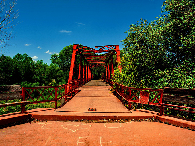 This vibrant red bridge doesn't just span a physical gap—it connects Silver City's present to its past, a photogenic reminder of the town's industrial roots.