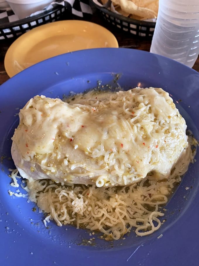 The burrito's cross-section reveals its inner secrets, like a delicious archaeological dig through layers of flavor.