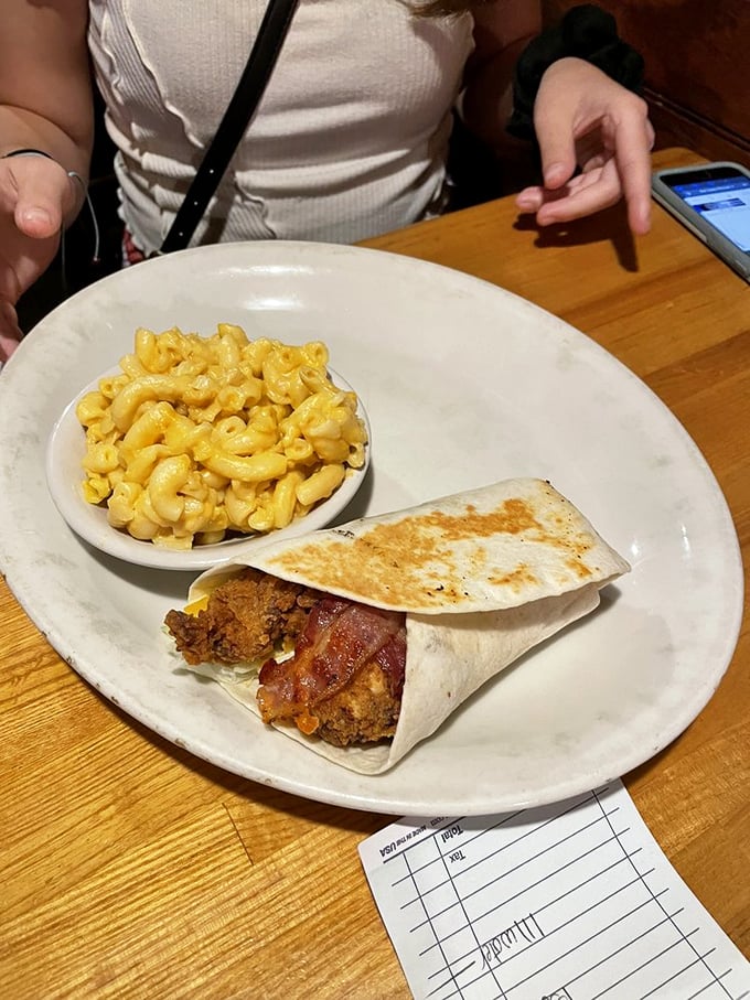 The chicken wrap that launched a thousand return visits, with mac and cheese so good you'll contemplate ordering a second helping for dessert.