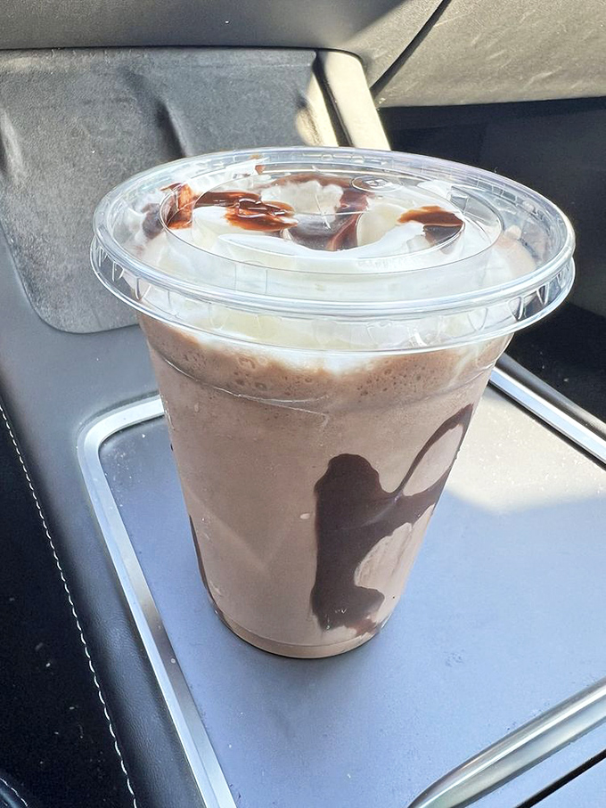 This chocolate milkshake swirl is basically artwork in a cup&mdash;like Jackson Pollock decided to work exclusively in chocolate.