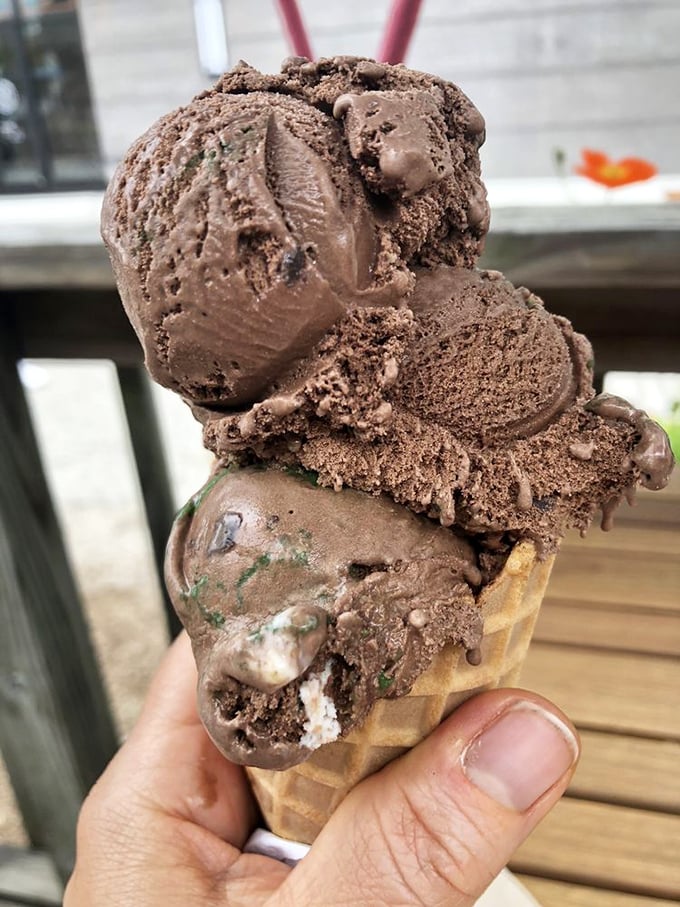 Triple-stacked chocolate scoops that don't just satisfy your craving&mdash;they redefine your entire relationship with chocolate.