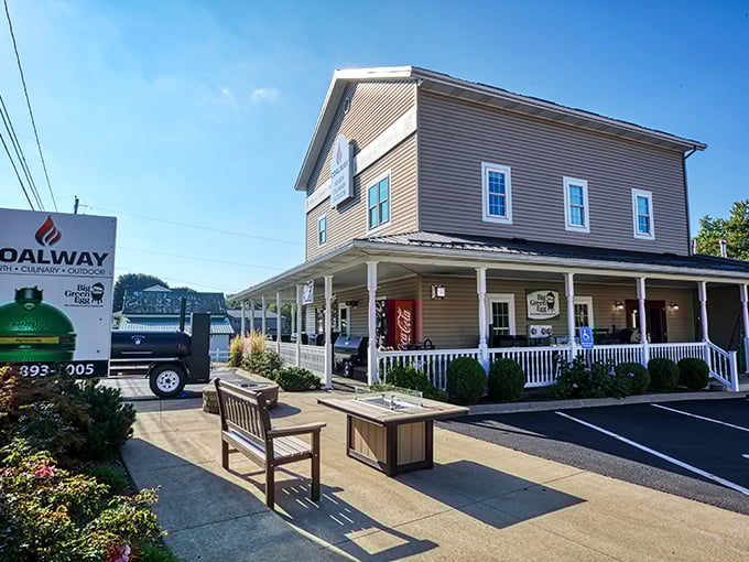 Coalway of Charm combines modern convenience with traditional aesthetics. That porch practically begs you to sit a spell after filling your shopping bags.
