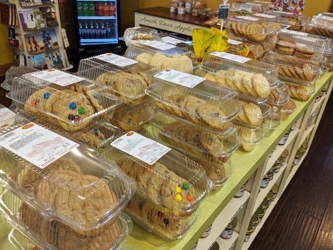 Cookie paradise where calories don't count because you're on vacation. The M&M ones are calling your name.