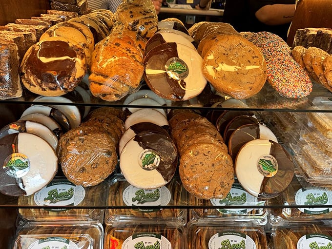 The dessert case&mdash;where willpower goes to die. Those black and white cookies are the diplomats of the dessert world, bringing people together.