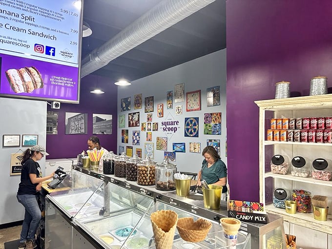 Where the magic happens. Candy jars, waffle cones, and friendly faces &ndash; the holy trinity of any proper ice cream sanctuary.