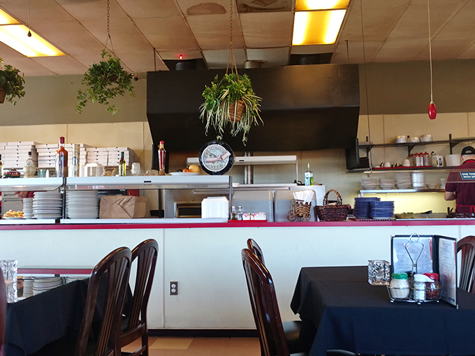 The open kitchen concept lets you witness the magic happening&mdash;hanging plants add a touch of homeyness that says "grandmother's recipes served here."