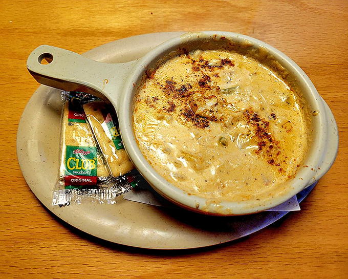 Cream of crab soup so rich it should come with its own investment portfolio. Maryland in a bowl.