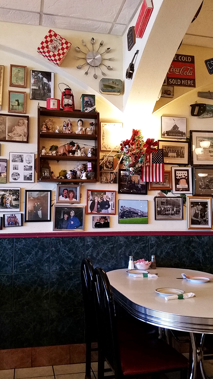 Where every inch of wall space tells a story, and that spoon-and-fork clock reminds you it's always time for another helping.