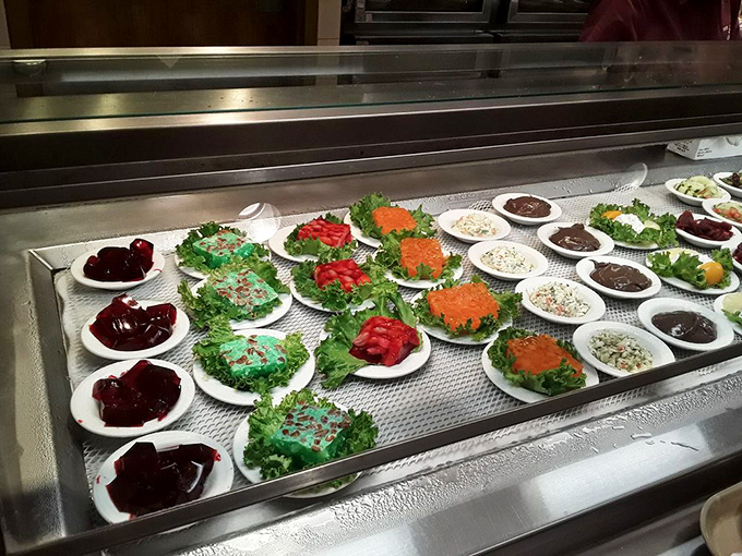 A parade of salads standing at attention&mdash;each one competing for your affection with bright colors and promises of both virtue and indulgence.