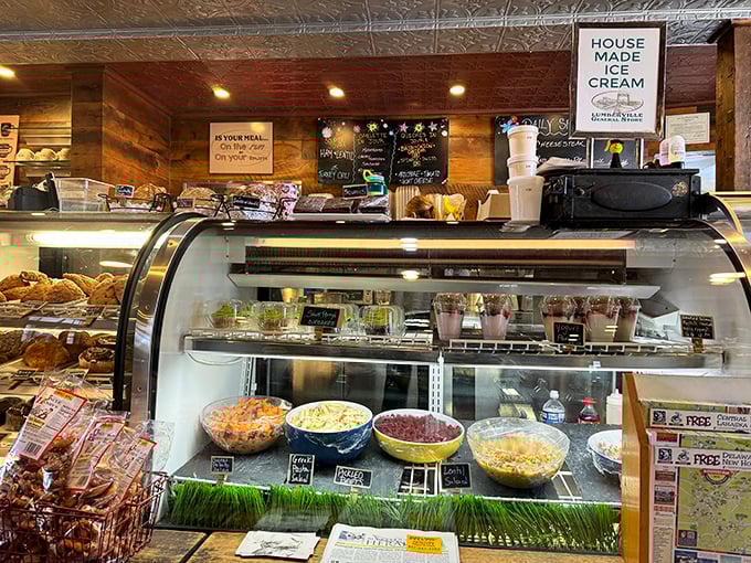 The display case &ndash; a glass-fronted treasure chest of homemade salads, desserts, and possibilities that makes decision-making deliciously difficult. 