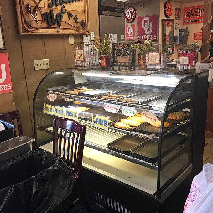 The display case of temptation&mdash;golden fried pies in flavors like cherry, apple, and apricot. Oklahoma's answer to the fancy pastry shop, and just as irresistible.
