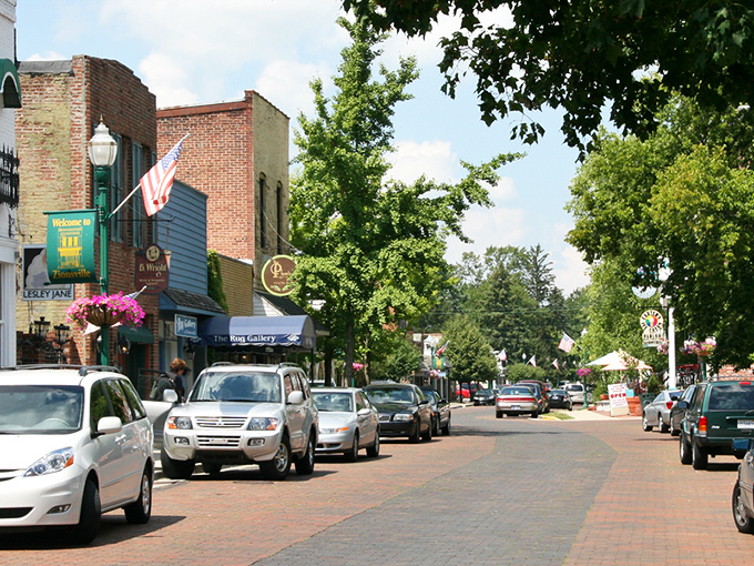 Brick streets that actually rumble under your tires&mdash;not a theme park approximation but the real, century-old deal of downtown Zionsville.