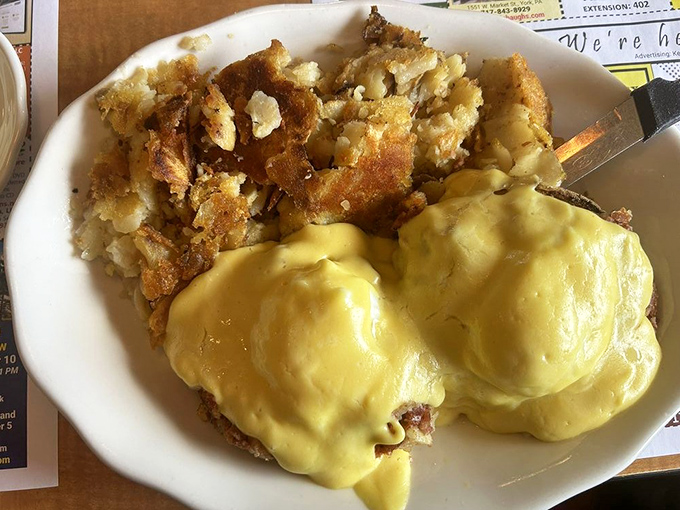Eggs Benedict with a twist: corned beef hash adds a salty, savory dimension that makes breakfast feel like a special occasion. 
