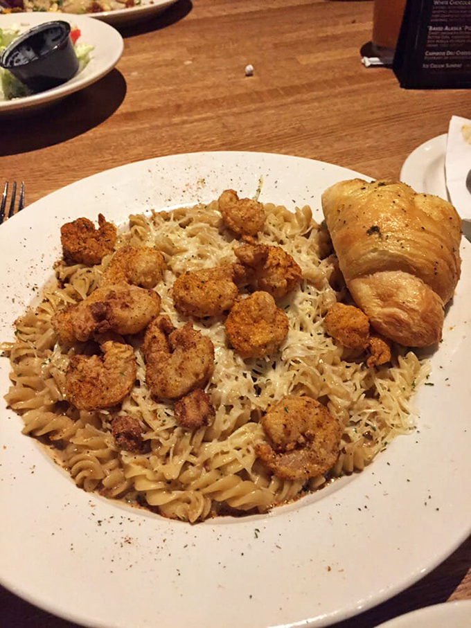 Firecracker shrimp dancing across creamy pasta&mdash;proof that mac and cheese was just waiting for the right seafood to take it from side dish to showstopper.