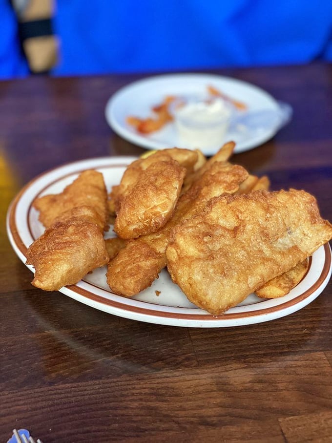 Fish and chips so perfectly executed they could make a British expat weep with joy&mdash;crispy exterior giving way to flaky, tender fish that practically melts on contact.