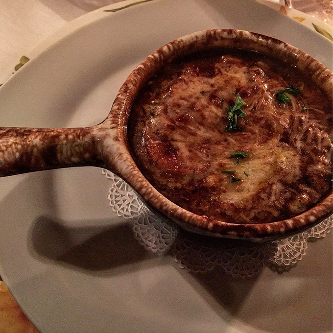 French onion soup that's worth the inevitable cheese pull photo-op&mdash;a bubbling cauldron of comfort that soothes the soul. 