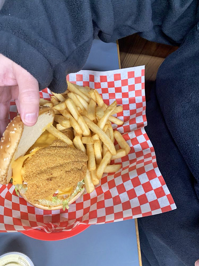 The fried catfish combo looks like it was sent directly from the comfort food gods, with fries playing their perfect supporting role in this lunchtime drama.