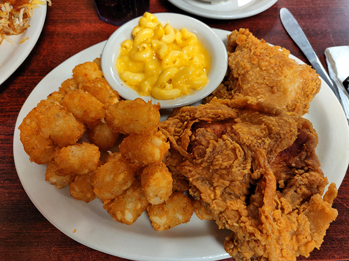 Fried chicken with that golden-ratio crust&mdash;crispy enough to make noise, tender enough to make you close your eyes in bliss.
