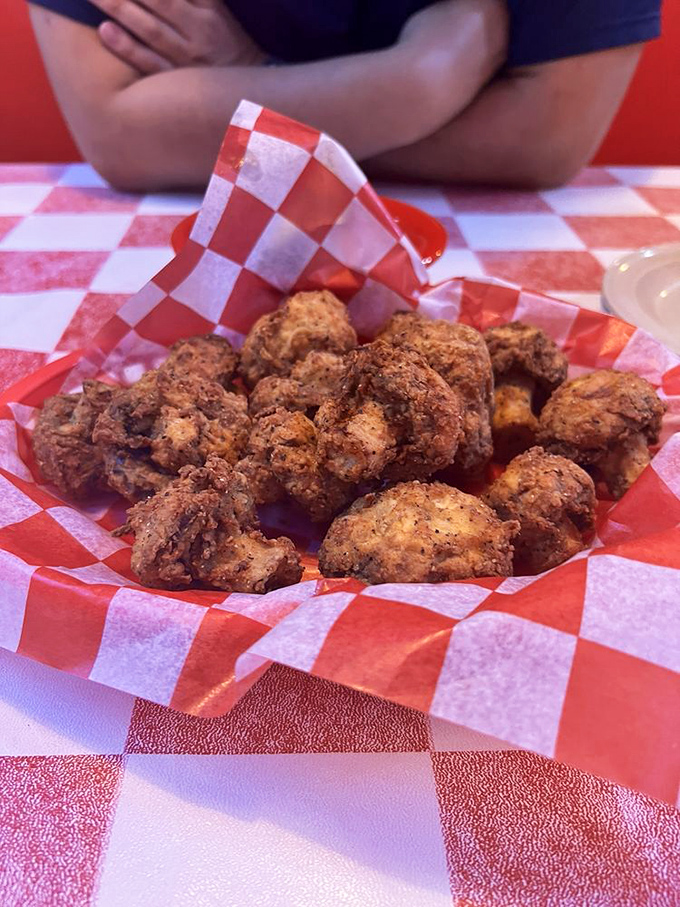 Golden-fried mushrooms that crunch like autumn leaves but hide a juicy treasure inside. The perfect opening act to any barbecue performance.