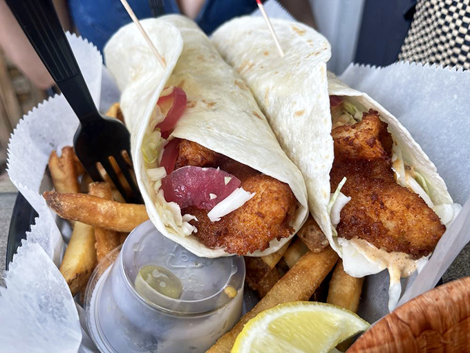 Fried shrimp tacos with the perfect crunch-to-squish ratio. The kind of street food that makes you want to stand on the street corner and tell strangers about it.