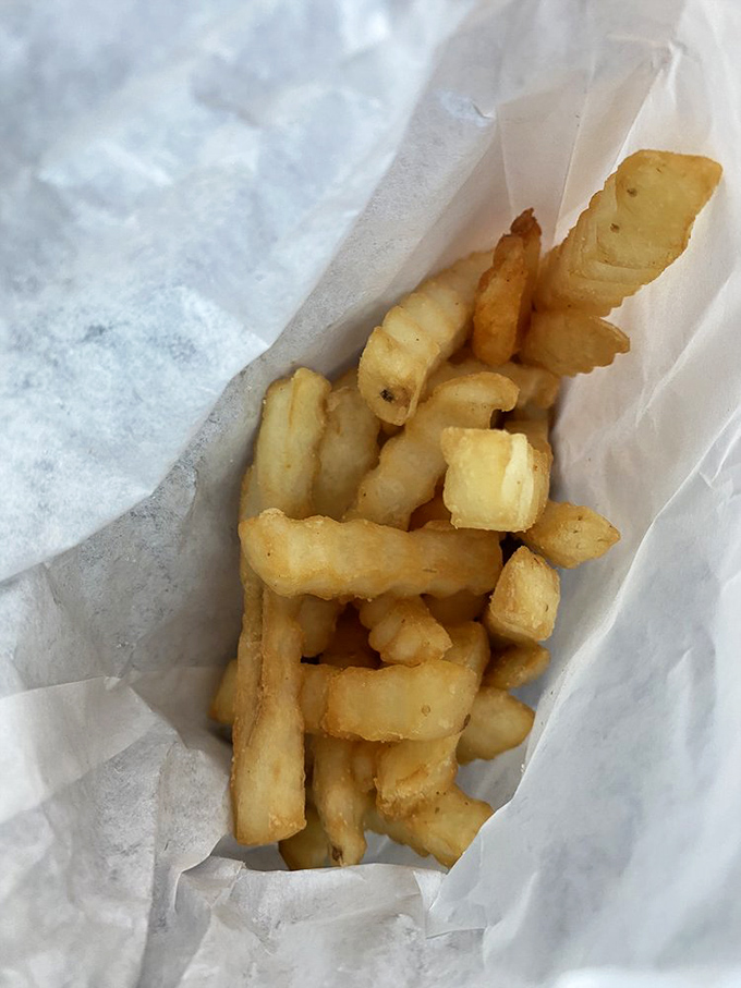 Crinkle-cut fries nestled in their paper cocoon&mdash;simple, golden, and perfectly salted. The supporting actor that sometimes steals the whole show.