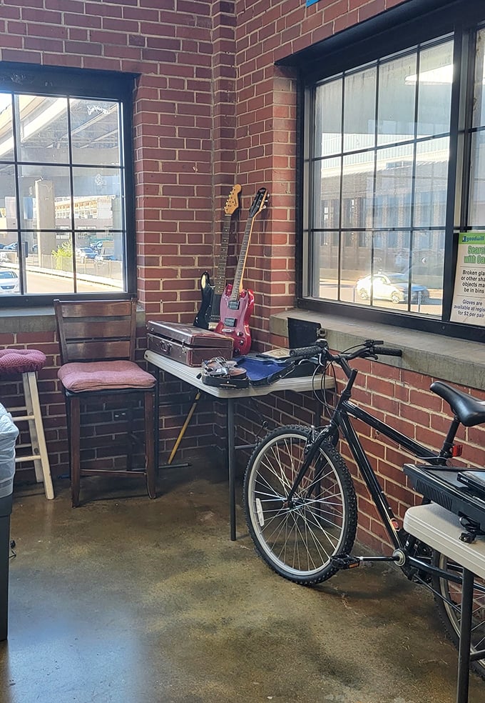 Musicians take note: guitars, amps, and even a bicycle &ndash; this corner of the outlet could be the birthplace of your next garage band.