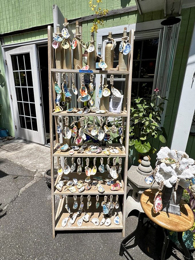 A treasure chest of hand-painted oyster shells&mdash;beach souvenirs that won't leave sand in your suitcase or your sandwich.