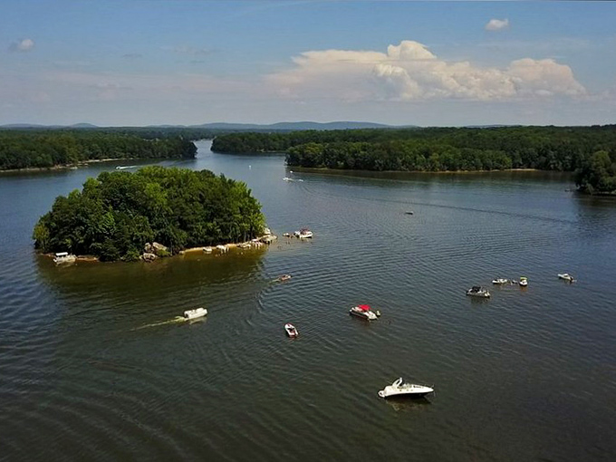 High Rock Lake offers a serene escape after a day of indulgence, where boats dot the water like sprinkles on an after-dinner sundae.