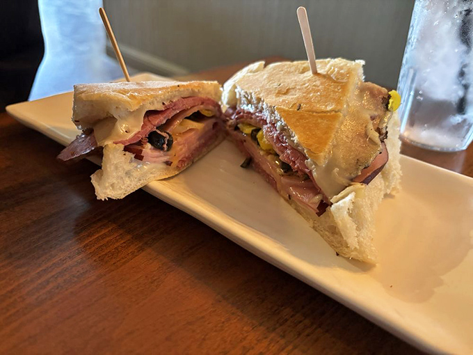 A panini that's achieved that golden ratio of bread-to-filling, where every bite delivers the perfect combination of flavors.