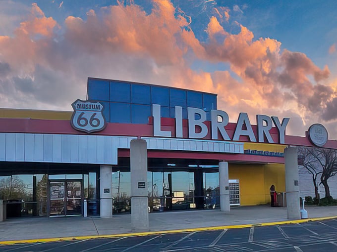 Even libraries get their kicks on Route 66. This colorful outpost of knowledge captures the highway's playful spirit.