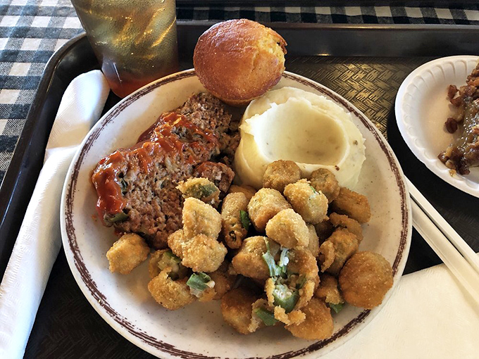Meatloaf that doesn't apologize for being meatloaf, served with sides that remind you why comfort food earned its name in the first place.