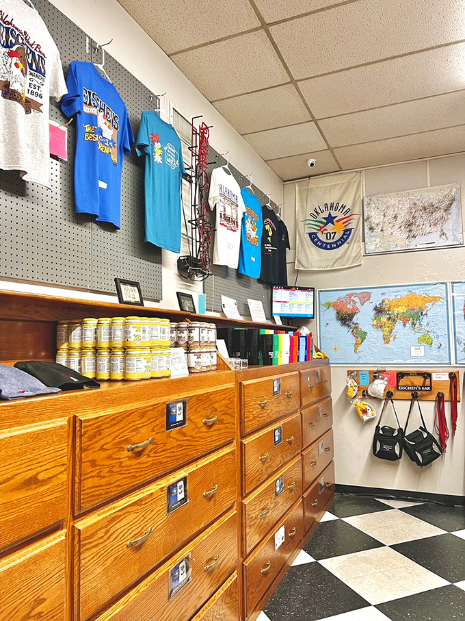 Merchandise proudly displays the Eischen's legacy. When a chicken joint sells t-shirts, you know it's transcended from restaurant to cultural landmark.