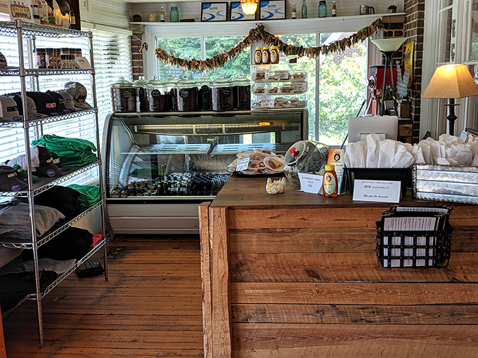 The merchandise corner reveals the universal truth that nothing says "I had an amazing meal" like a t-shirt to remember it by.