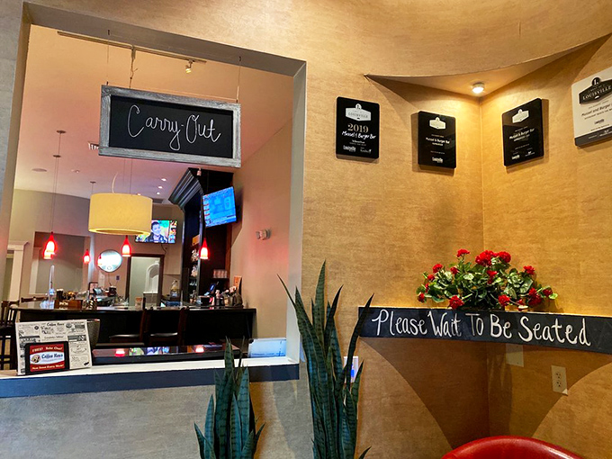 The host stand: your gateway to burger paradise. Cross this threshold and leave your diet at the door. 