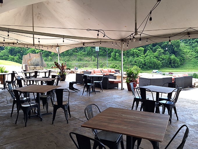 Outdoor dining with a view that rivals the food. Nature provides the backdrop while Wonder Bar provides the flavor.