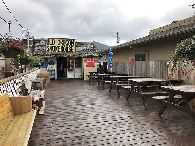 Picnic tables with million-dollar views. This deck has hosted more memorable meals than most five-star restaurants could ever hope for.