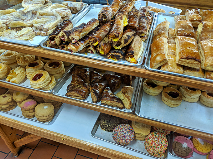 The pastry case at La Esperanza&mdash;where self-control goes to die and "I'll just have one" becomes the day's biggest lie. 