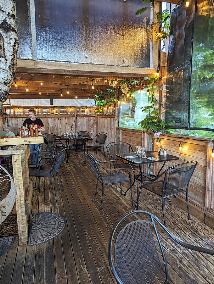 The covered patio offers that perfect middle ground between dining indoors and being completely exposed to Portland's famously fickle weather. 