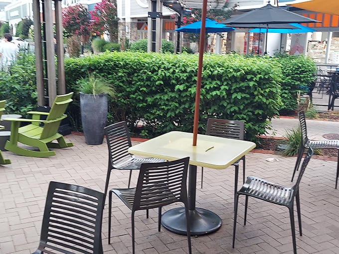 Outdoor seating for those who prefer their tacos with a side of vitamin D and people-watching opportunities.