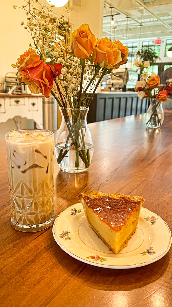 Romance on a plate that's worth crossing county lines for. This deceptively simple pie hides complexity beneath its creamy surface.