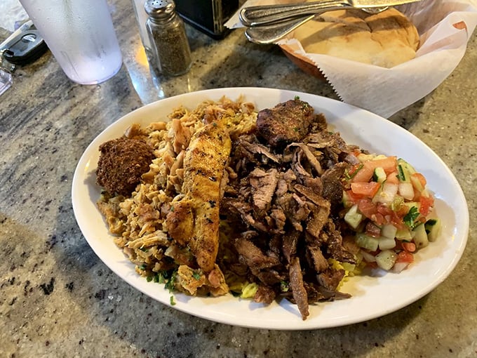 A combination plate that solves the eternal dilemma: "I want to try everything." Middle Eastern cuisine's greatest hits album on a single dish.