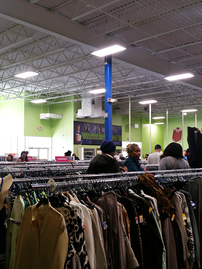 A bustling ecosystem of bargain hunters navigating the landscape with practiced eyes—each shopper on their own unique mission.