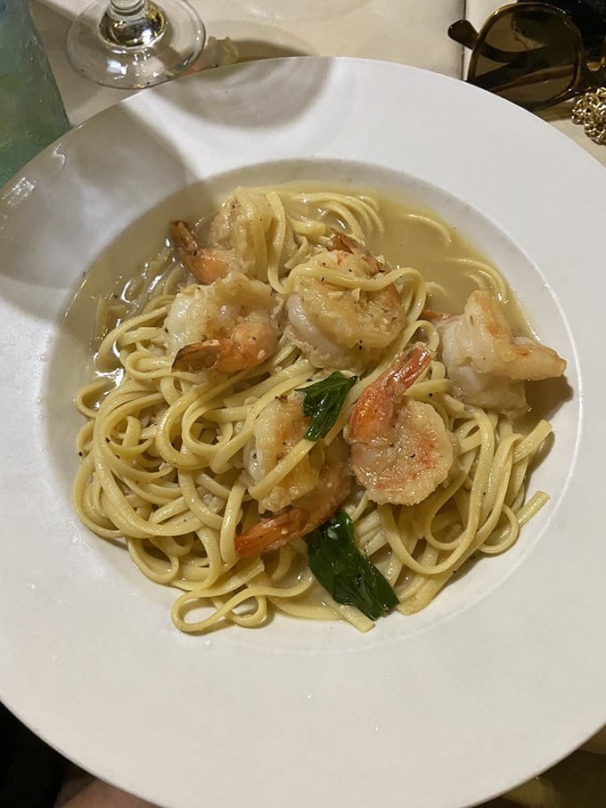 Shrimp scampi that's basically butter and garlic's greatest collaboration since garlic bread. Those plump shrimp look like they're having a spa day.