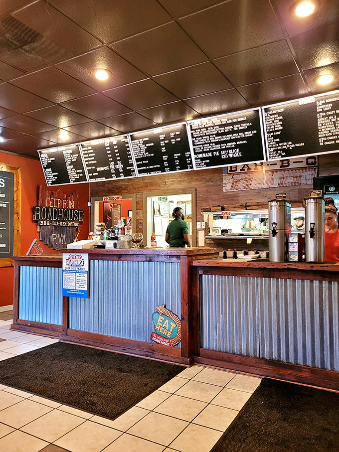 The ordering counter: where dreams are placed and shortly thereafter fulfilled. The menu board looms like a delicious decision tree.