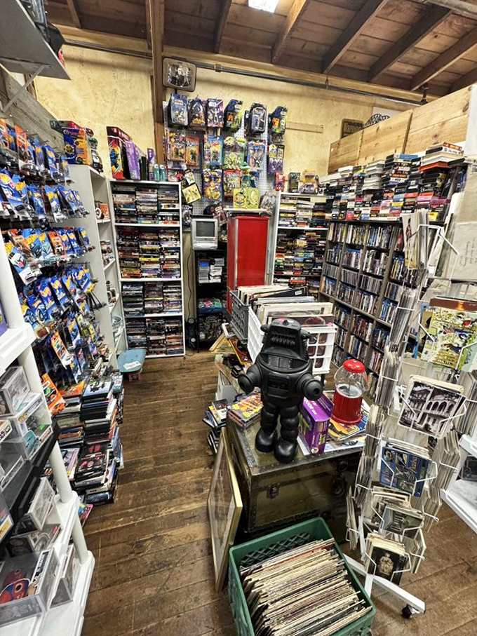 Video game cartridges and action figures create a time portal to childhood afternoons, when the hardest decision was Atari or playing outside.